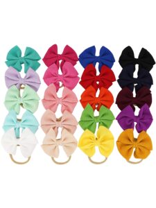 meedee 20 pack nylon headbands: newborn bows, large baby bows, photography hair accessories for infants and little girls