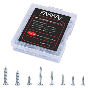 farray wood screws, 224pcs wood screws assortment kit, galvanized carbon steel phillips screw set, round head screws, assorted screws, assorted wood screws, screw set assortment, self tapping screws