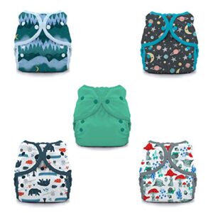 thirsties bundle of adventure cloth diaper collection package, snap duo wrap cloth diaper cover, bundle of adventure size 1