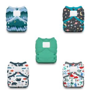 thirsties bundle of adventure cloth diaper collection package, duo wrap hook & loop cloth diaper cover, bundle of adventure size 1