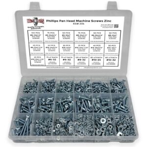 phillips pan head machine screws bolts nuts washers assortment kit - 1921 pcs!