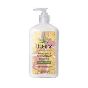 hempz body lotion - pink citron & mimosa flower daily moisturizing cream, shea butter hand and body moisturizer - hemp extract lotion - skin care products, pure organic hemp seed oil - 17 fl oz