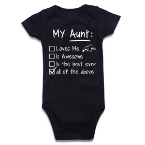 sobowo my aunt loves me baby clothes funny baby bodysuits pregnancy announcements onsies romper jumpsuits for newborn boys girls 0-6 months (3-6 months, my aunt loves me black)