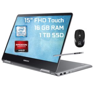 samsung notebook 9 pro 2 in 1 laptop, 15" fhd touchscreen, 8th gen intel quad-core i7-8550u, 16gb ddr4 1tb ssd, 2gb amd radeon 540 backlit kb usb-c pen win 10 (renewed)