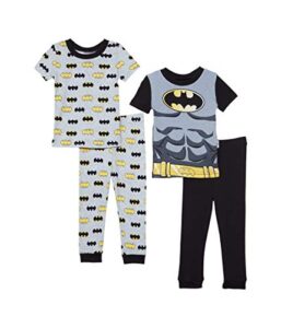 komar kids baby boy's batman short sleeve four-piece cotton set (toddler) black 2t (toddler)