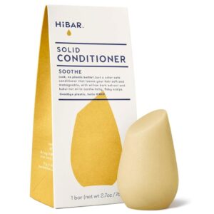 hibar conditioner bar, all natural hair care, plastic free, made with eco friendly ingredients, travel size, color safe, solid sustainable bars, zero waste (soothe)