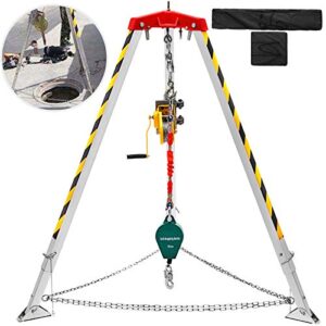 bestequip confined space tripod kit 1200lbs winch, confined space tripod 7' leg bracket and 98' cable, confined space rescue tripod 32.8' fall protection for traditional confined spaces