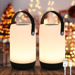 eldnacele table lamp-touch sensor lamp for kids bedroom, portable usb rechargeable dimmable baby night light with white light, led night lights, 2 pack