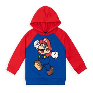 super mario nintendo infant baby boys fleece pullover hoodie red/blue 18 months