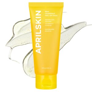 aprilskin calendula flower-infused facial peel off mask, 3.52 fl. oz, pha, bha & niacinamide gently exfoliates, removes impurities, improves uneven skin tone, and minimizes pores, korean skincare