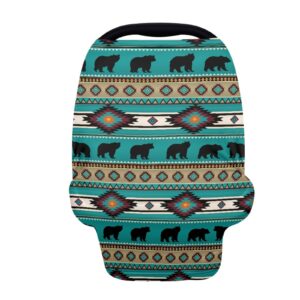 afpanqz aztec horses retro nursing cover breastfeeding scarf baby car seat covers for boys girls infant carseat canopy stretchy soft breathable cover up for stroller high chair turquoise green