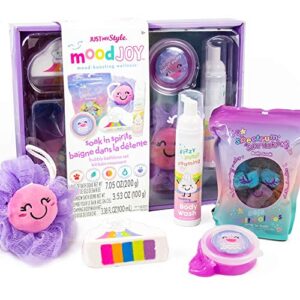 just my style moodjoy soak in spirits bubbly bath time set by horizon group usa, bath spa essentials, lavender bubble bath, rose bath soak, magic rainbow bath bomb, aromatherapy bath kit, bath set