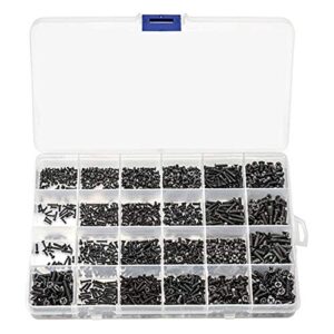 720pcs countersunk flat head mini screw set m1.4 m1.7 m2 m2.5 m3 carbon steel for computer notebook for laptop screws kit - (black) scrw-097103