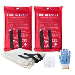 fire blanket for home xl - 59 x 59 fire blankets emergency for people fire retardant blanket fire shelter large suppression fiberglass kitchen home restaurant house fire proof survival safety reusable