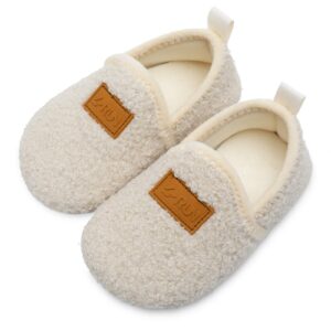 l-run toddler slipper girl/boy indoor house slipper beige 5.5-6 infant=eu22-23