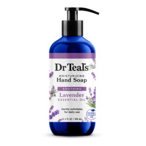 dr teal's gentle exfoliating liquid hand soap, lavender essential oil, 12.5 fl oz