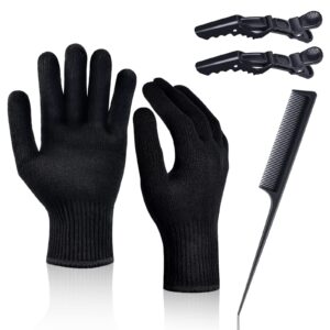 ikoco heat proof medium glove mitts for hair styling - 2pcs for flat iron, curling wand, and hot-air brushes