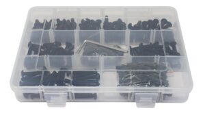 iexcell 480 pcs m5 x 6/8/10/12/16/20/25/30 alloy steel 10.9 grade hex socket button head cap screws bolts nuts assortment kit, black oxide finish