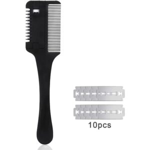 etercycle hair cutter comb with extra razors - perfect for men, women, and kids - trim, thin, and style with ease - sleek black design - hair cutting and thinning tool