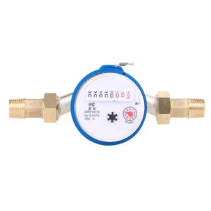 143 15mm 12 inch adjustable rotary water meter 360 degree freely water flow meter gallon counter for garden hose single water flow dry table measuring tools with filter, defult