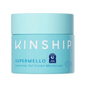 kinship supermello hyaluronic gel cream moisturizer – nourish + soothe dry sensitive skin – lightweight, hydrating face lotion – plump + smooth – reduce redness – daily use clean skin care (1.75 oz)