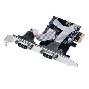 dtech 2 port pci-e serial card rs232 pci express adapter com port expansion for desktop computer pc windows 10 8 7 xp vista linux mac with 16c550 uart