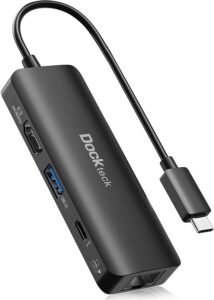 usb c ethernet hub 4k 60hz, dockteck 4-in-1 usb c pd ethernet hdmi dongle with 4k 60hz hdmi, 1gbps ethernet, 100w pd, usb 3.0 for macbook pro/air m1 2020, ipad pro 2021, ipad air 2020 and more