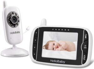 hellobaby video baby monitor with camera and audio - infrared night vision | two-way talk | room temperature | lullabies | long range and high capacity battery