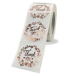 pmcds2g thank you stickers roll in two styles rose gold 1.5inch 500 unitsfor festival card, gift wraps, tags, mailer bags. #only sold by mcd_globe is genuine#