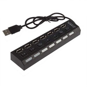 lysee data cables - usb 3.0 hub 2.0 hub 7 ports led usb 2.0 adapter hub power on/off switch for pc computer - (color: black)