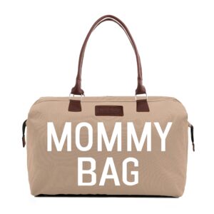 chqel mommy diaper bag - large travel bag for hospital & baby care (beige)