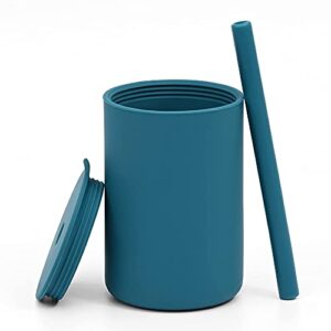 joyit baby and toddler silicone straw cup 6 oz | training and learning open cup for baby independent drinking | promotes fine motor skills | with a nonspill lid and silicone straw (ocean blue)