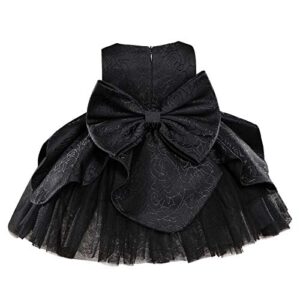 tentide baby girls tulle wedding dress princess pageant birthday formal elegant dresses gown with big bowknot for infant 0-24 months (black, 0-3 months)