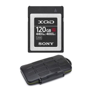 sony 120gb xqd g series memory card bundle with rugged memory storage carrying case (2 items)