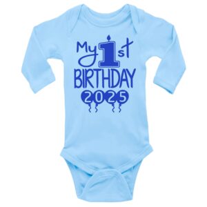 reaxion handmade cute baby boy girl my 1st birthday 2025 first party cake outfit bodysuits (18m, 2025 rlb ls)