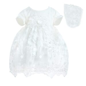 baby girls lace dress christening baptism gowns outfit with bonnet for party wedding