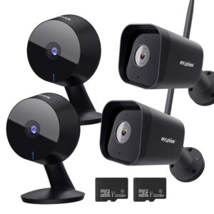 laview home security camera hd 1080p(2 pack) ai human detection,include 2 sd cards,32gb two-way audio,night vision,wifi indoor surveillance for baby/pet,alexa and google,cloud service (us server)