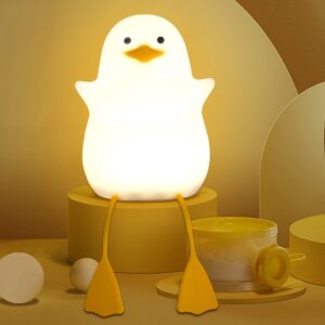 fullosun cute night light for kids, toddler, duck silicone nursery baby nightlight, kawaii birthday gifts for room decorations, teen girls boys child - portable squishy battery operated