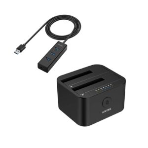 [bundle] unitek 4-port usb 3.0 hub long cable and type-c mini hard drive docking station