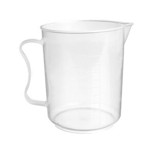 bettomshin 1pcs 500ml resin mixing cups, pp plastic measuring cups high form beaker with handle, liquid measuring cups, graduated beakers multipurpose mixing cups transparent for lab kitchen liquids