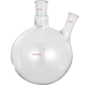 vevor round bottom flask 2000 ml receiving flask borosilicate glass reaction flask 2 neck boiling flask with 24/40 standard taper ground joint, flask round bottom for vacuum distillation apparatus