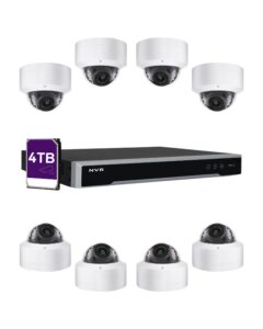 linovision poe security camera system with 16 channel 4k hik connect nvr, 4tb hdd, (8) 6mp outdoor poe dome cameras with mic for one way audio, guarding vision app, surveillance for business