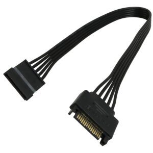 longdex sata power extension cable 11.8inch black 15pin sata male to female extender cable adapter for hdd hard drive