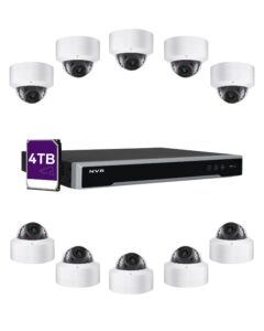 linovision 16 channel security camera system with 4k poe nvr, guarding vision or hik connect app, 4tb hdd, (10) 6mp outdoor poe cameras with mic for one way audio, plug-n-play for commercial security