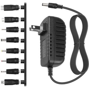 dc 5v 2a 2000ma power supply cord charger multi tips 10w ac adapter with 8 selectable multiple switching connectors for tv box led lights strip tablets webcam camera speaker router transformer ect