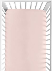 sweet jojo designs blush pink girl fitted crib sheet baby or toddler bed nursery - solid color cotton for boho desert sun mountain collection