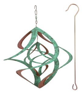 red carpet studios 91061 14-inch cosmix helix wind spinner, deluxe with hanger patina & copper finish