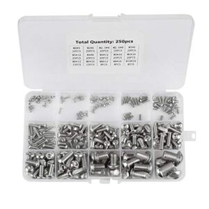 250pcs m2-m10 machine screws stainless steel hex socket round pan head screws for laptop/keyboard/phone/pc fastener repair tool scrw-228778