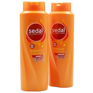 sedal co-creations shampoo instant restoration, with keratin, rapairs damaged hair, 2-pack of 22 fl oz, 2 bottles