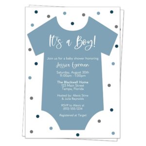 customizable baby shower invitations for boy bodysuit invites (12 count)